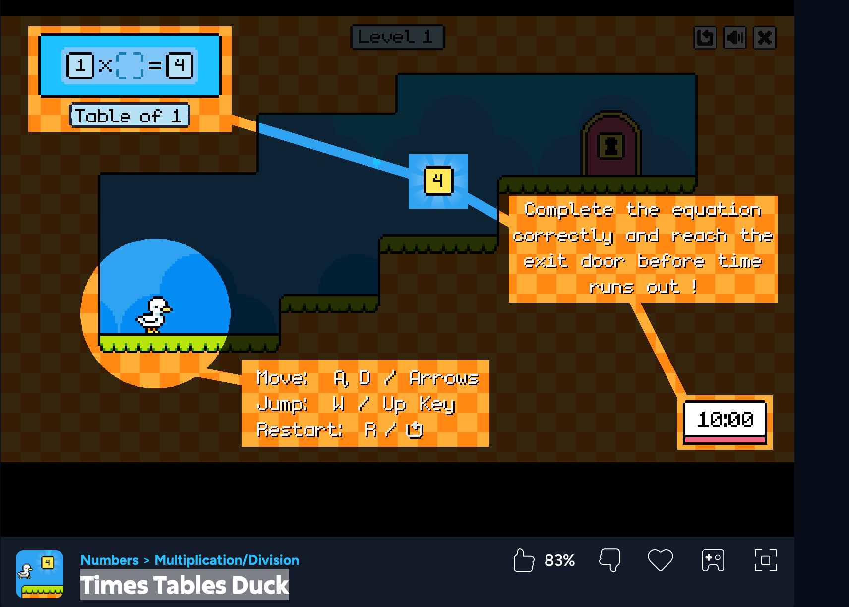 Times Tables Duck - PLay Free Game Online Now