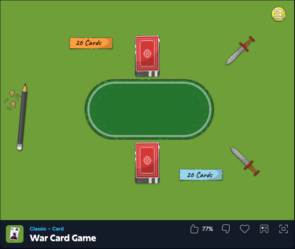 War Card Game - PLay Free Game Online Now